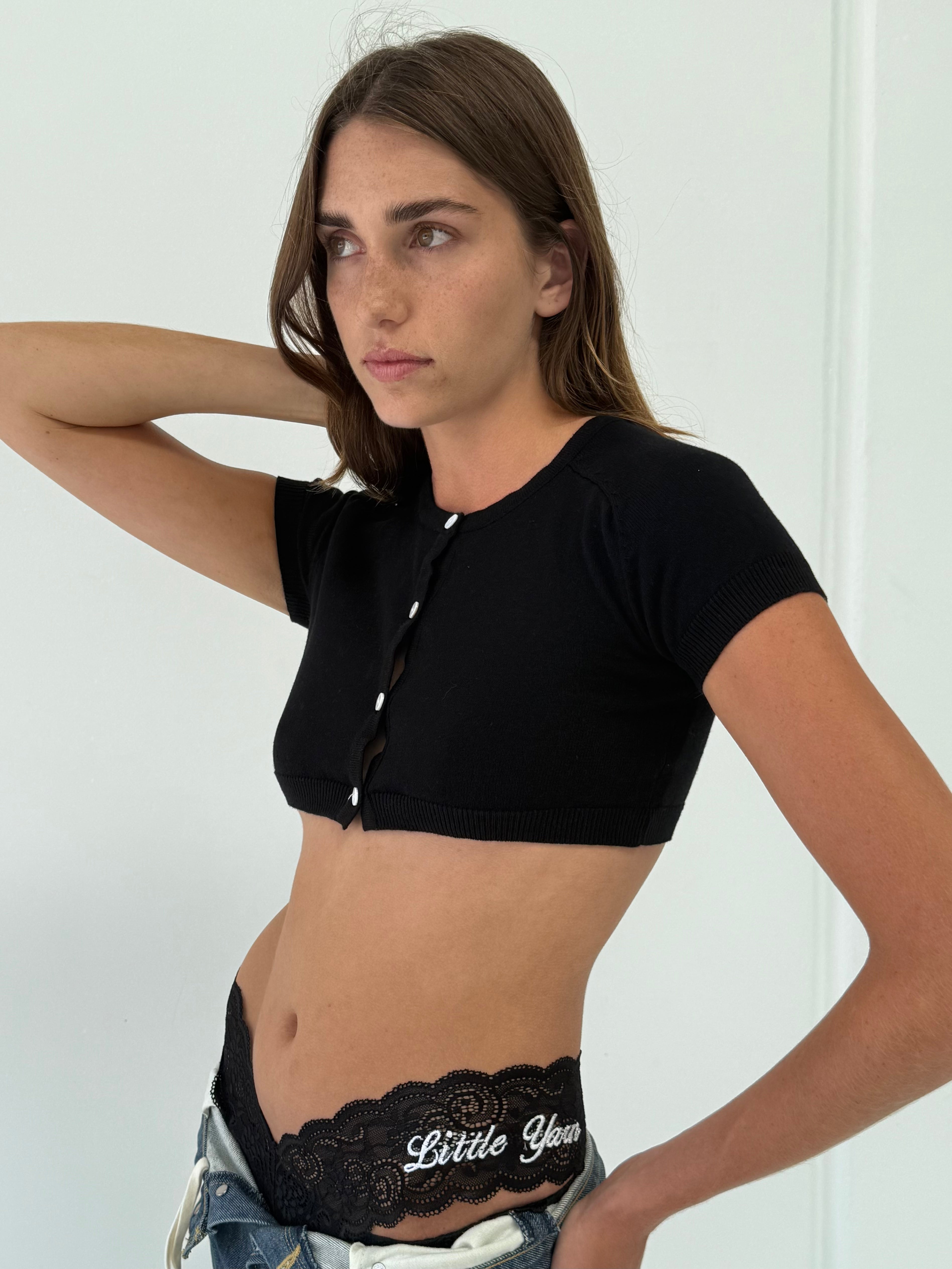 Betty Mini Crop - black cotton – Little Yarn